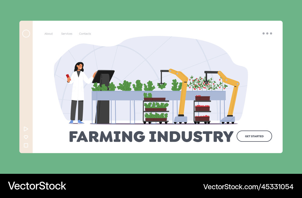 Farming industry landing page template farmer Vector Image