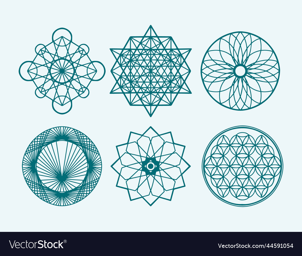 Flat design sacred geometry element set Royalty Free Vector