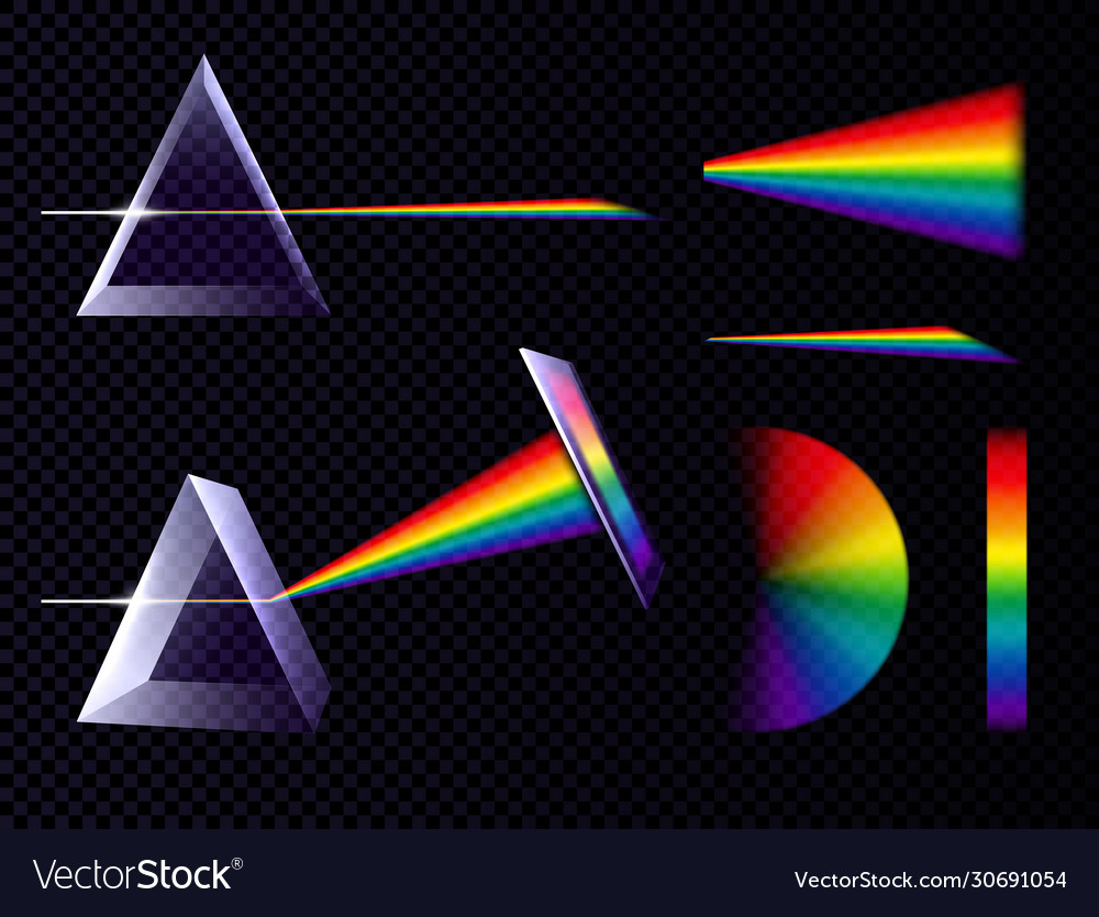 Prism light spectrum set Royalty Free Vector Image