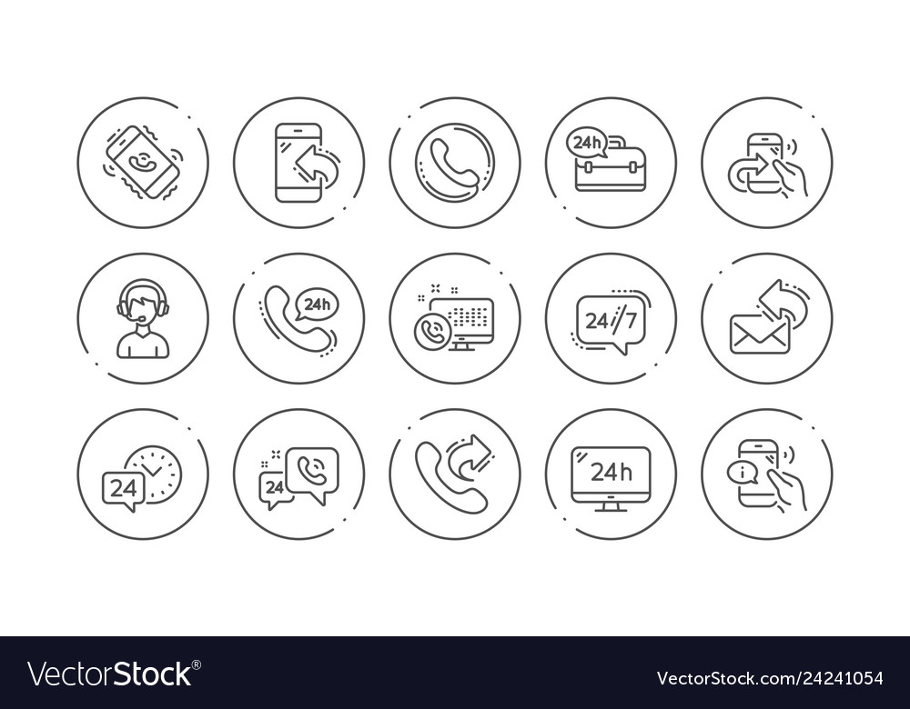Processing line icons call center support Vector Image Processing line icons call center support Vector Image