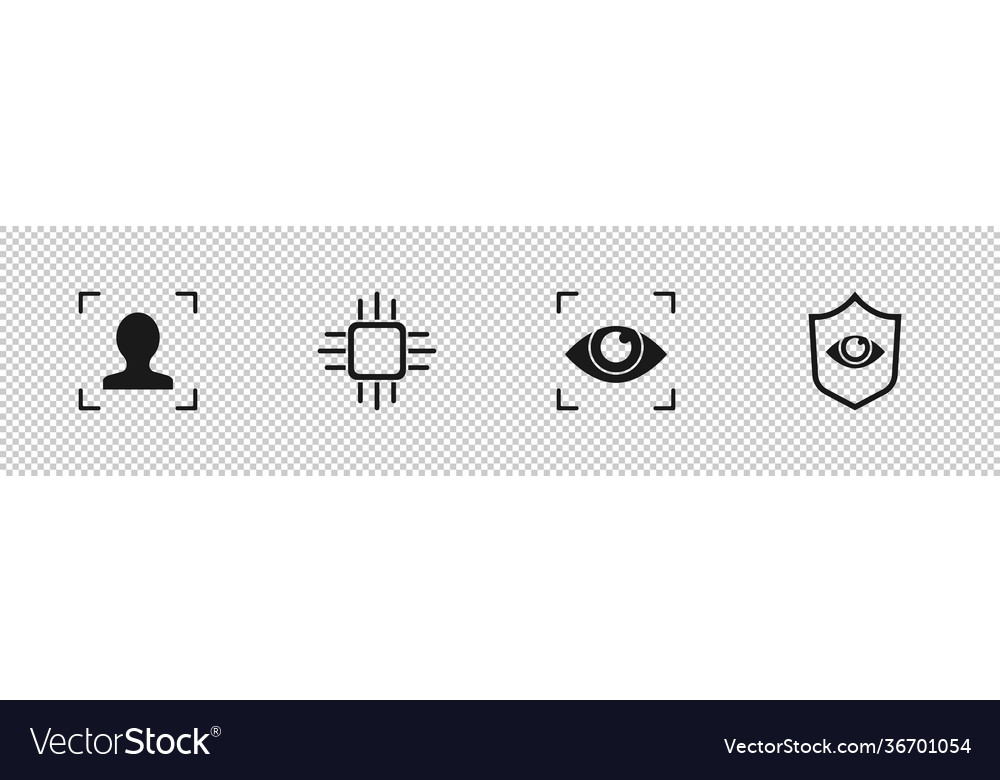 Set Face Recognition Processor With Microcircuits Vector Image