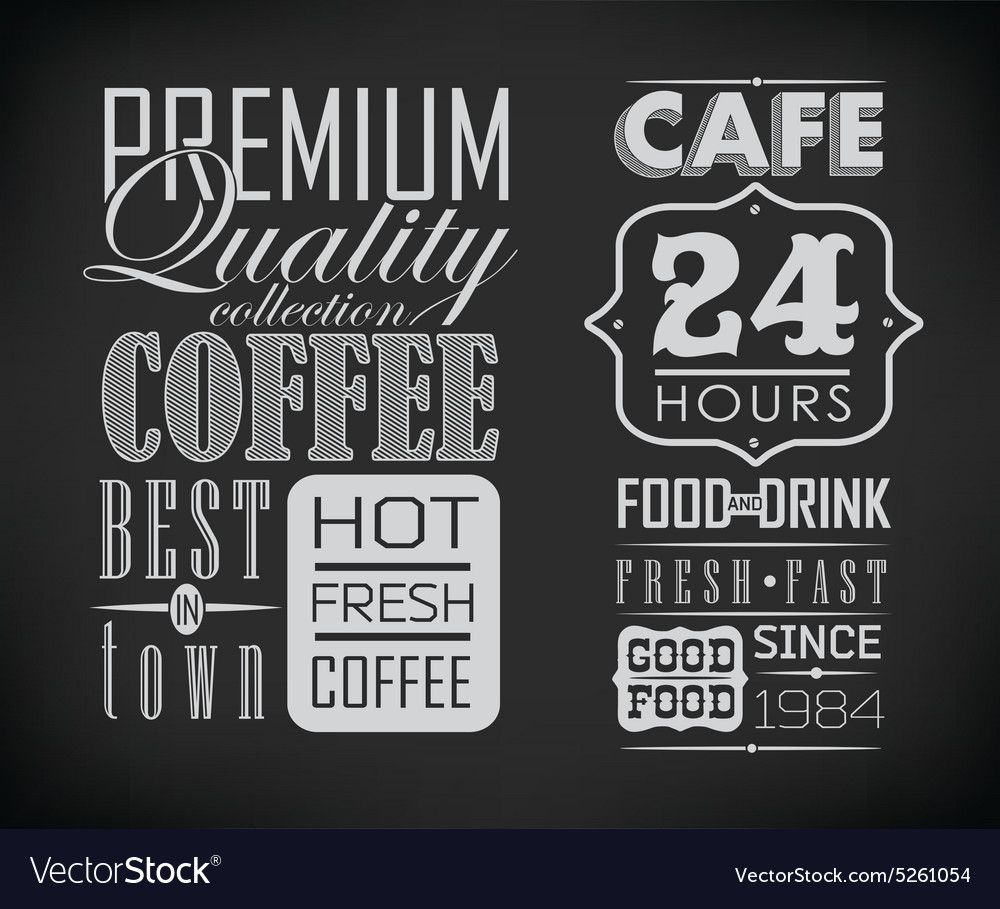 Set of coffee cafe label typographic Royalty Free Vector