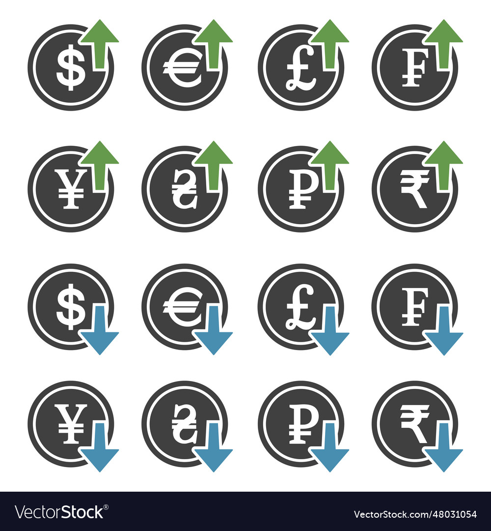 Set of money cost increase and decrease with arrow