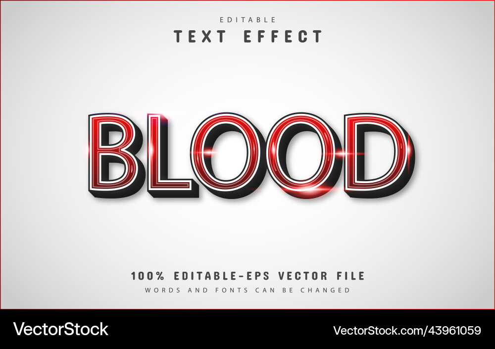 Blood 3d text effect Royalty Free Vector Image