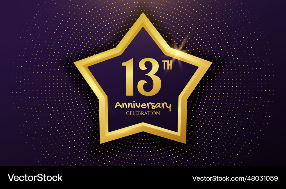 Golden 13th years anniversary celebration Vector Image