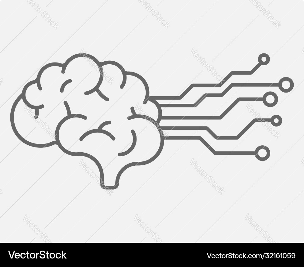 Human brain and circuit board isolated on white Vector Image