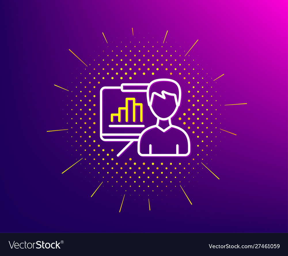 Presentation board line icon column graph sign Vector Image