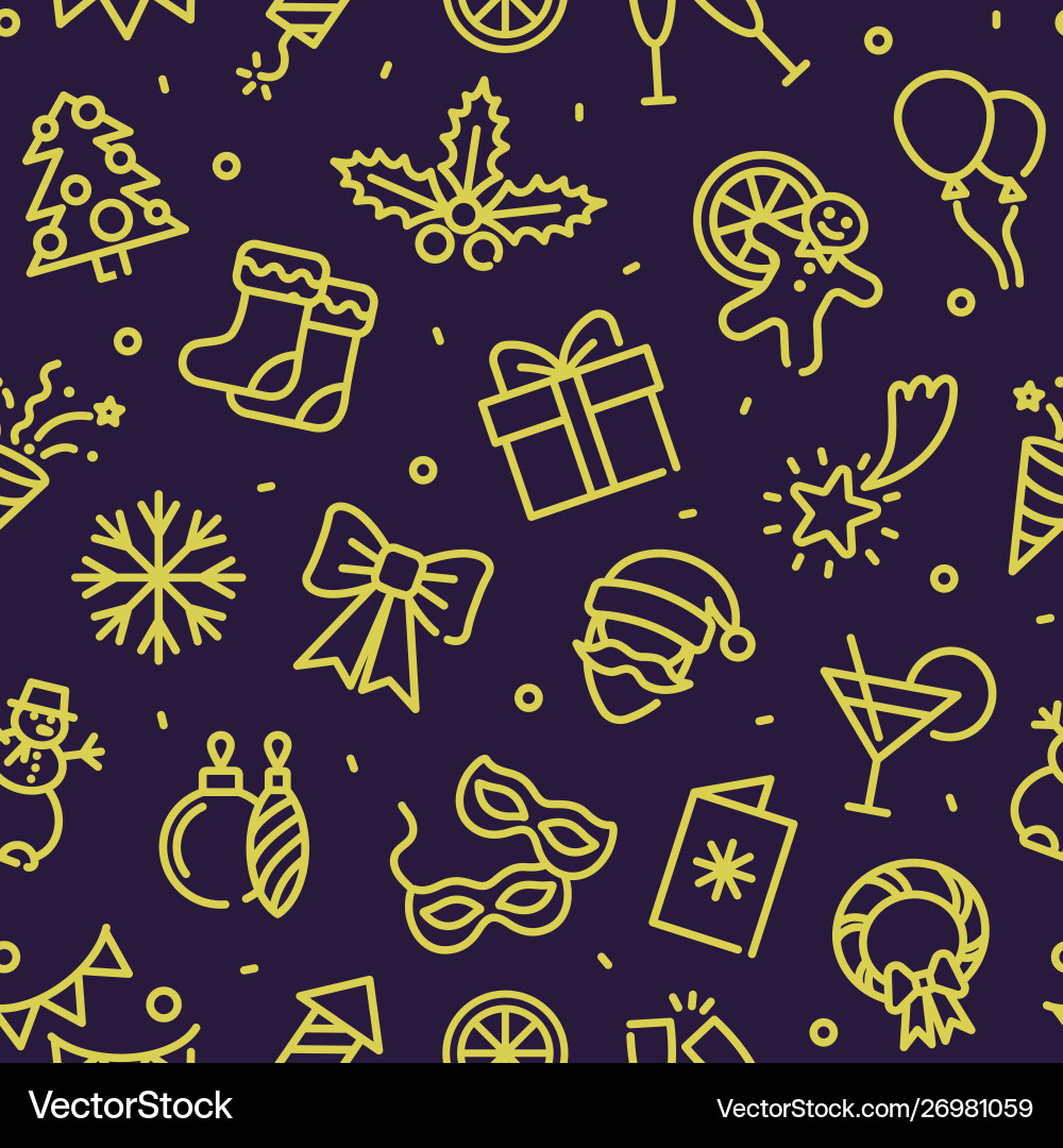 Seamless monochrome background with christmas Vector Image