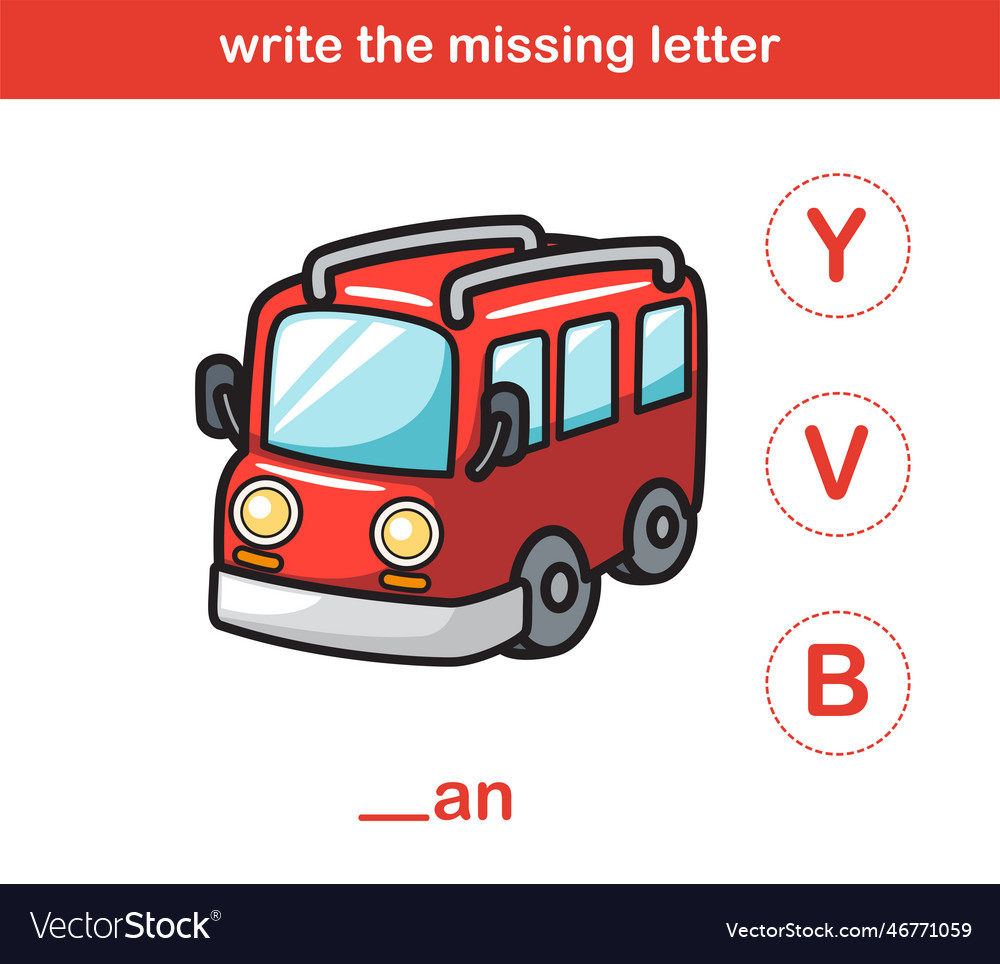 Write the missing letter Royalty Free Vector Image