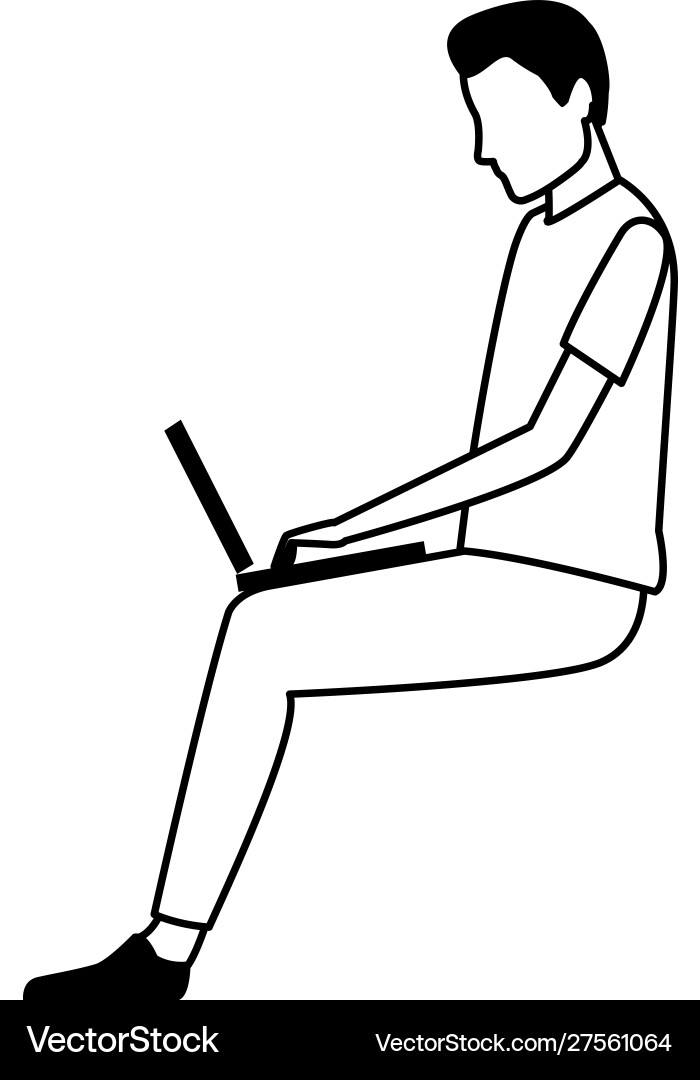 Avatar man with laptop computer Royalty Free Vector Image