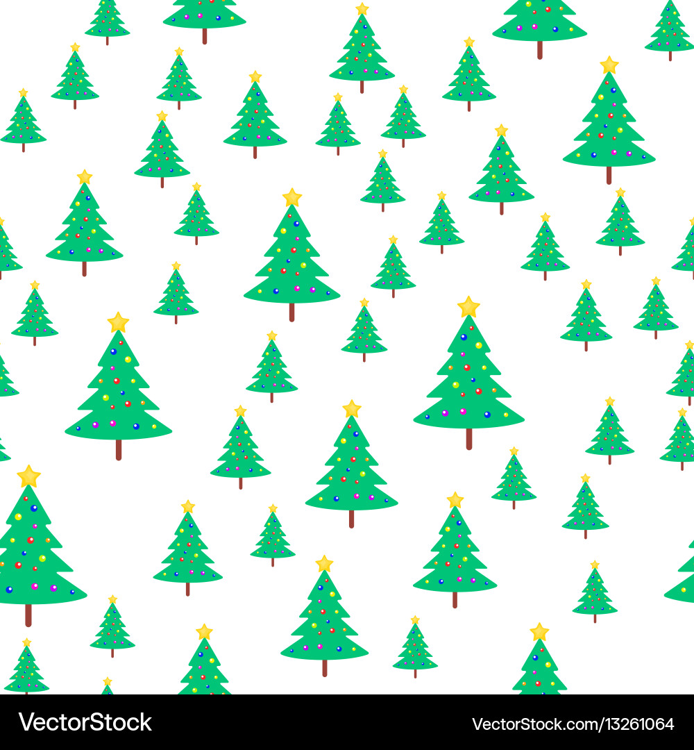 Christmas tree with ball and star seamless pattern