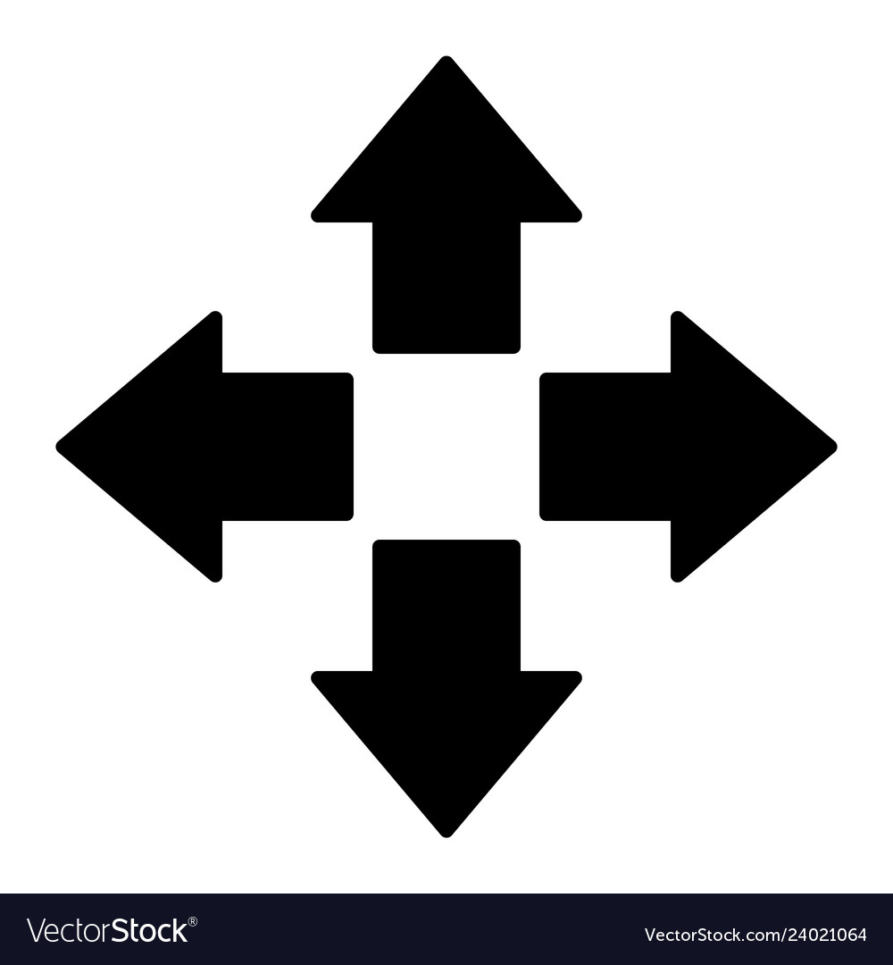 Four arrows solid icon direction Royalty Free Vector Image