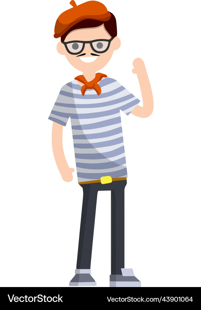 French man in blue striped clothes Royalty Free Vector Image