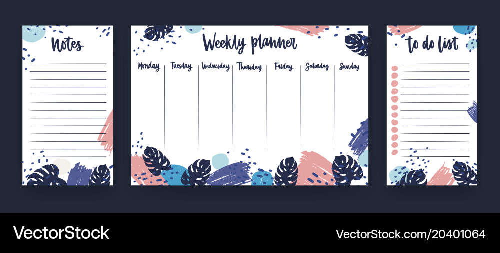 Personal weekly planner with week days sheet for Vector Image