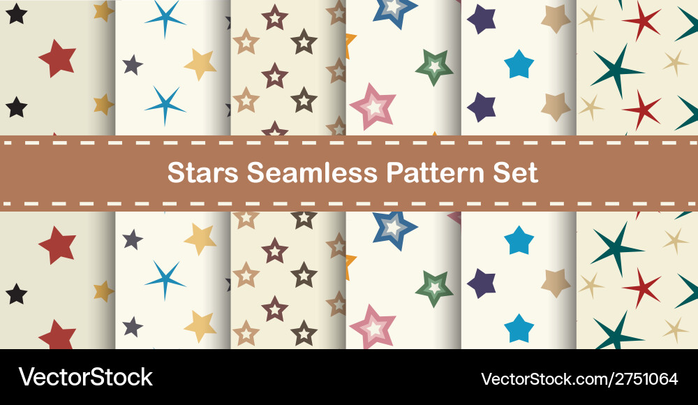 Stars seamless pattern set Royalty Free Vector Image