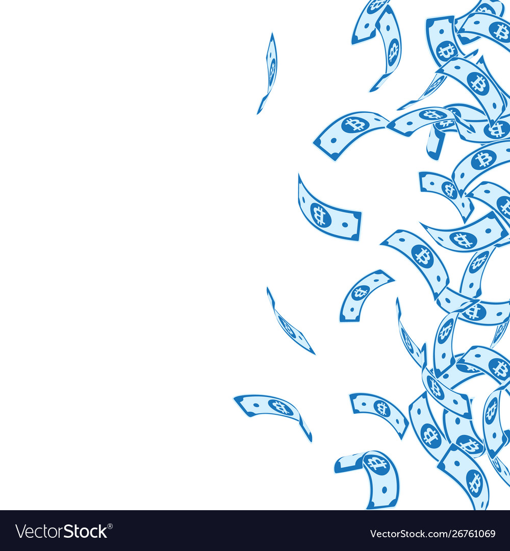 Bitcoin internet currency notes falling floating Vector Image