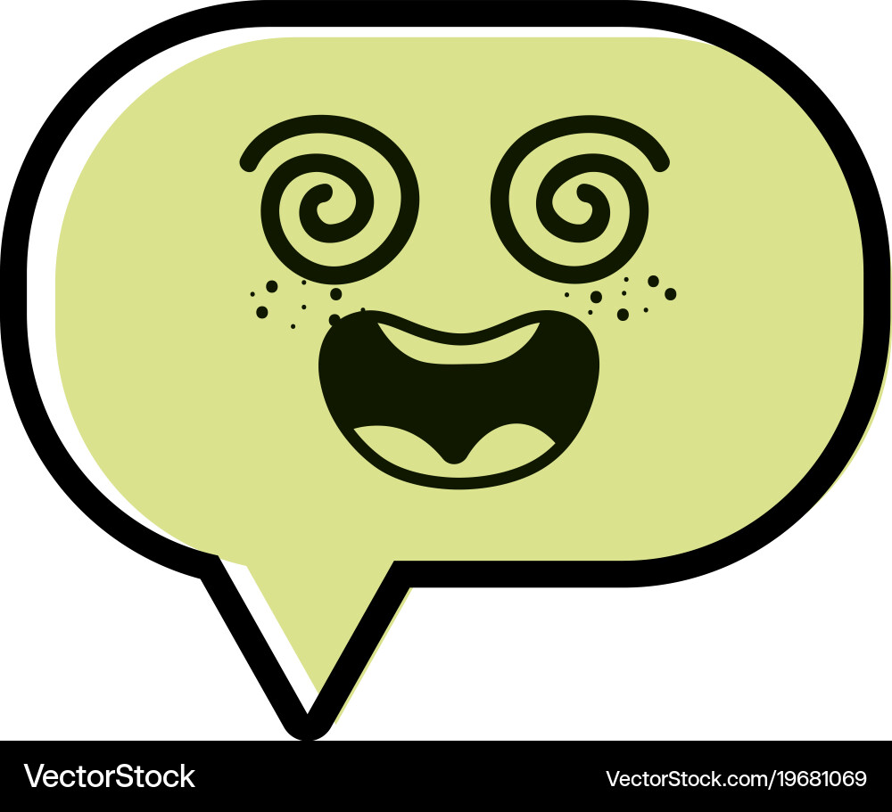 Color dizzy chat bubble kawaii cartoon Royalty Free Vector