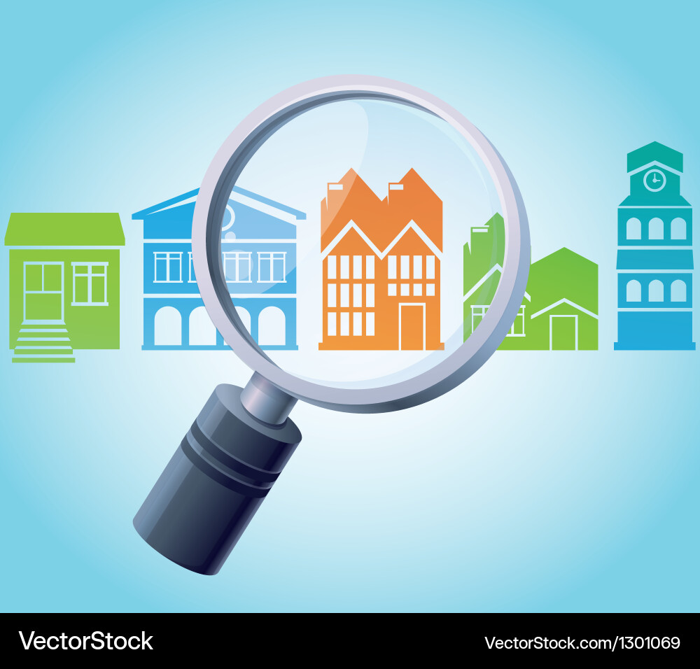 Concept - magnifying glass and home icons Vector Image