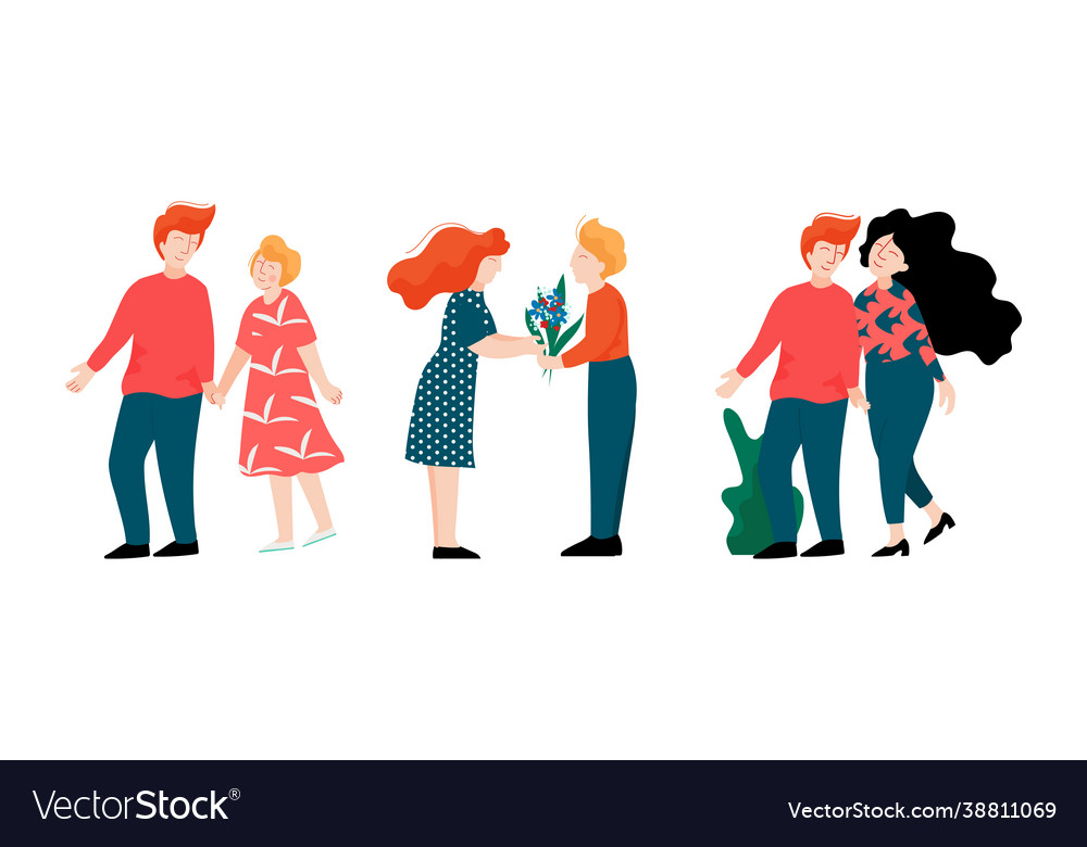 Happy romantic couple walking holding hands Vector Image