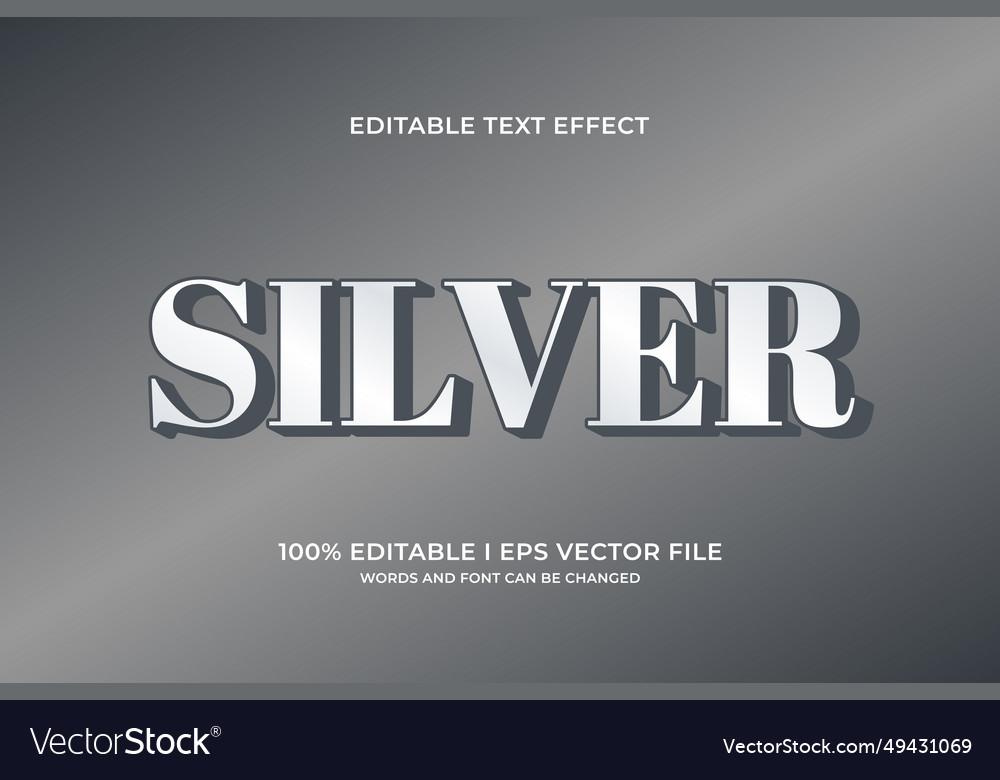 Silver editable text effect Royalty Free Vector Image