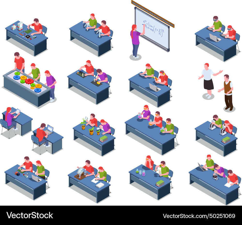 Stem students icon set Royalty Free Vector Image