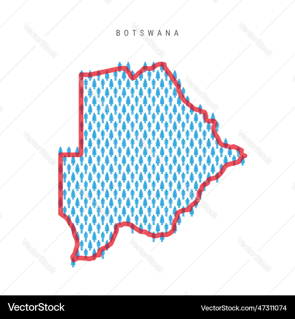 Botswana population map stick figures people map Vector Image