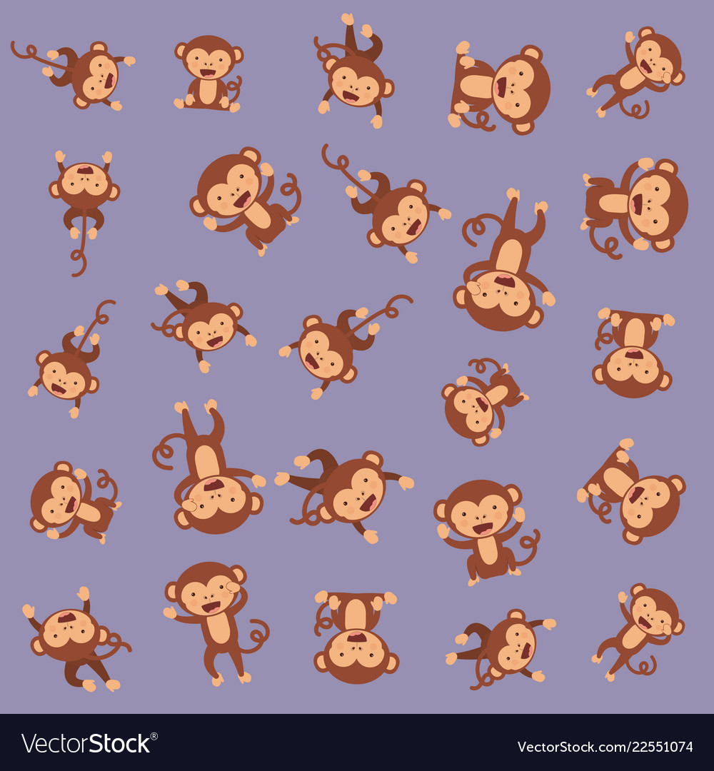 Cute monkeys pattern background Royalty Free Vector Image