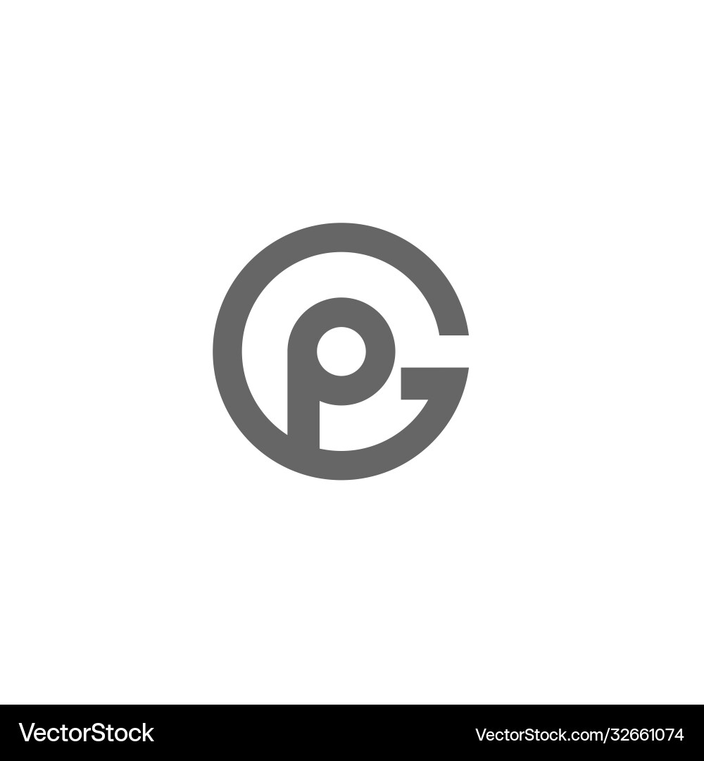 Pg logo p inside circle logo Royalty Free Vector Image