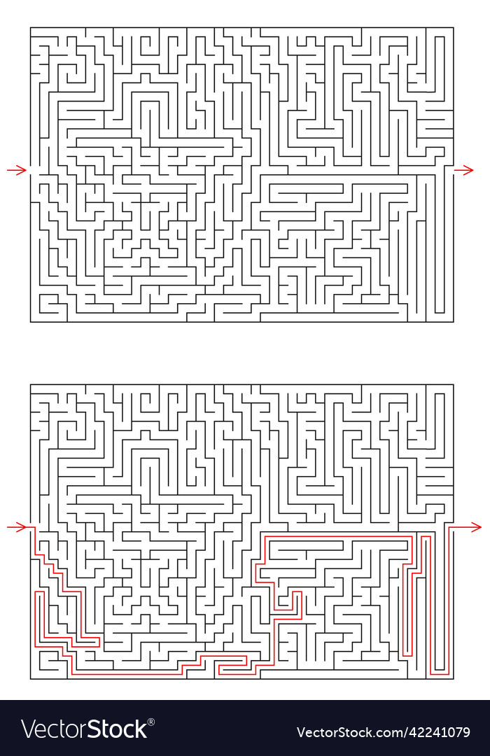 Big rectangular labyrinth with entry Royalty Free Vector