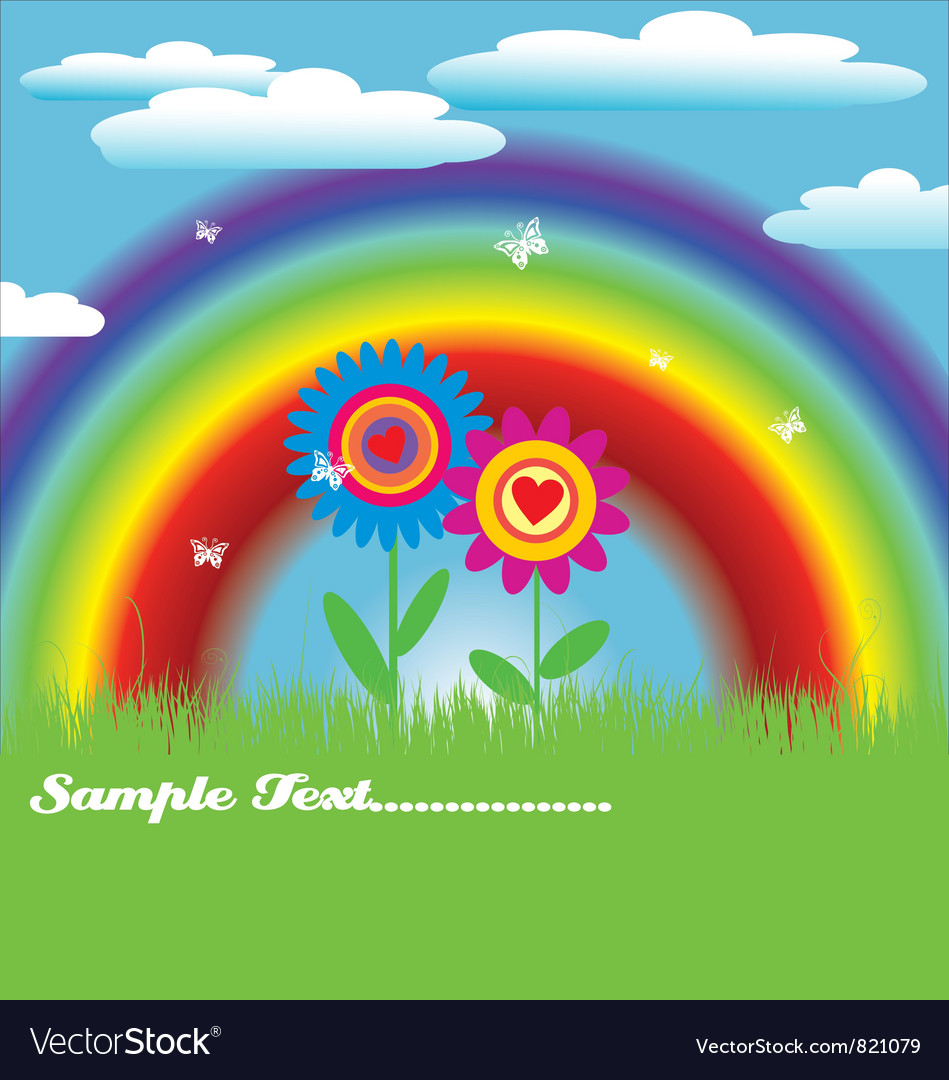 Bright spring with rainbow Royalty Free Vector Image
