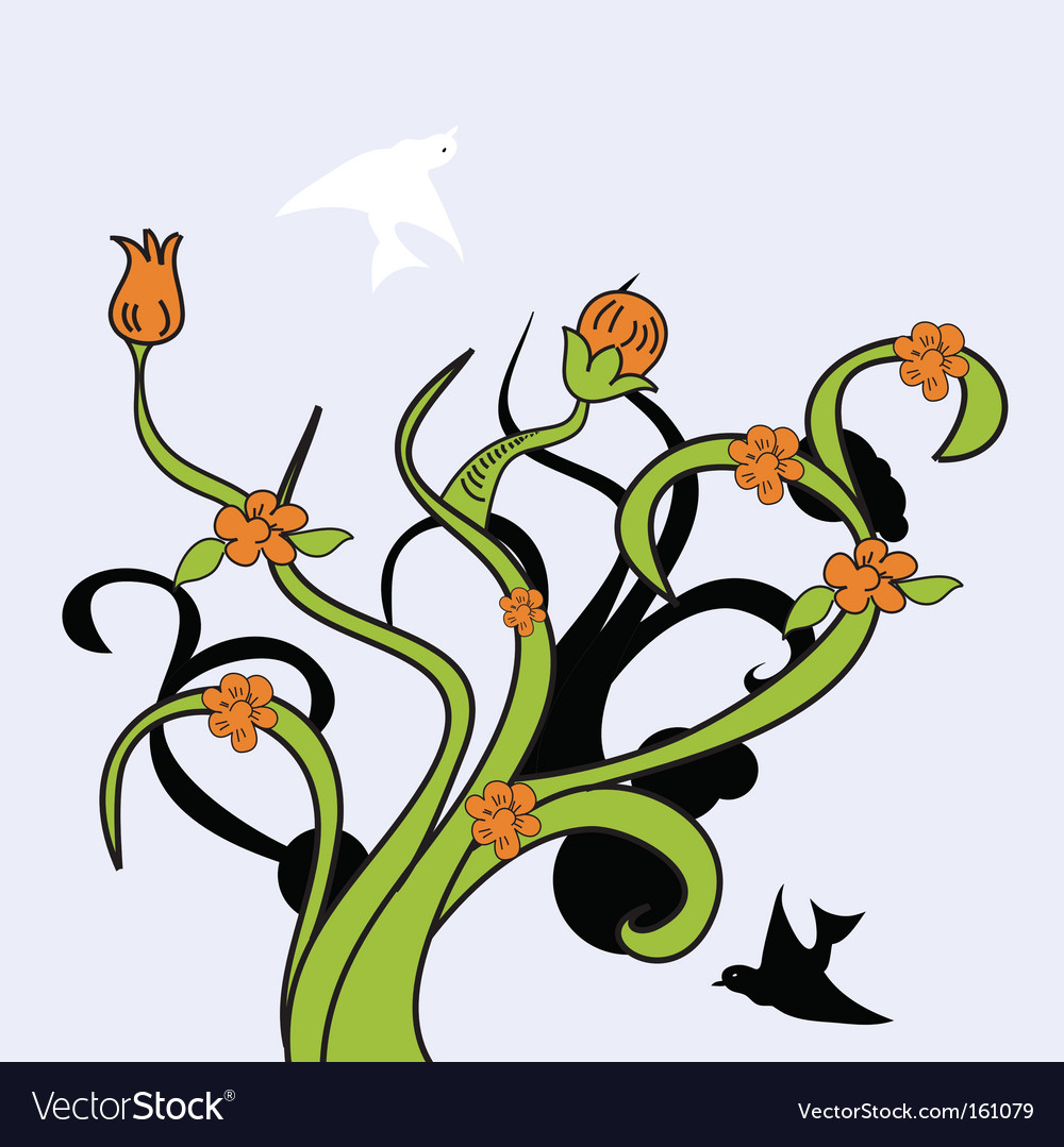 Tree with bird Royalty Free Vector Image - VectorStock