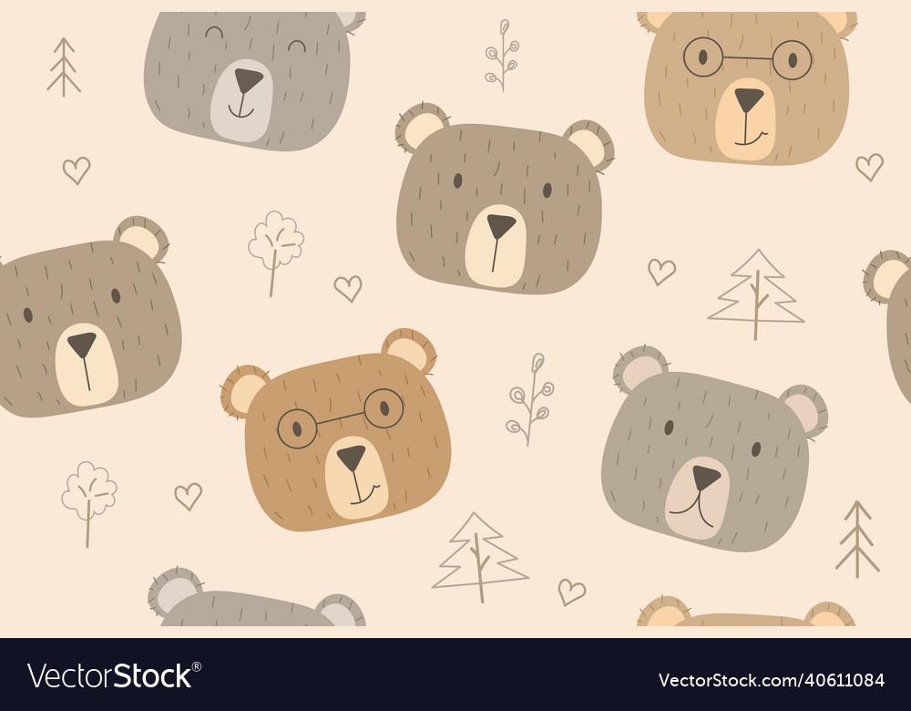 Bears seamless pattern Royalty Free Vector Image