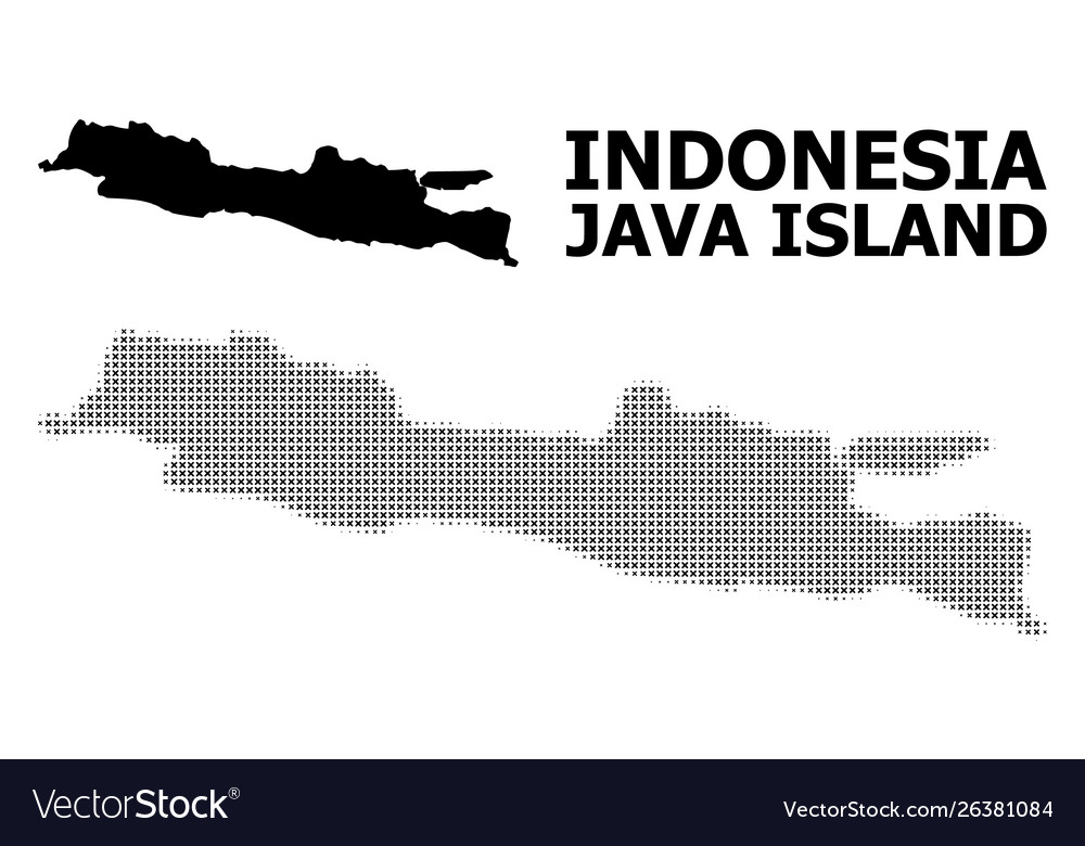 Halftone mosaic and solid map java Royalty Free Vector Image
