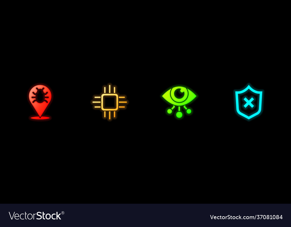 Set system bug processor with microcircuits cpu Vector Image Set system bug processor with microcircuits cpu Vector Image