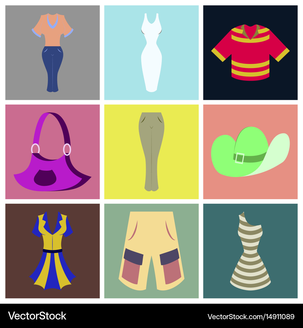 Assembly flat icons clothes Royalty Free Vector Image