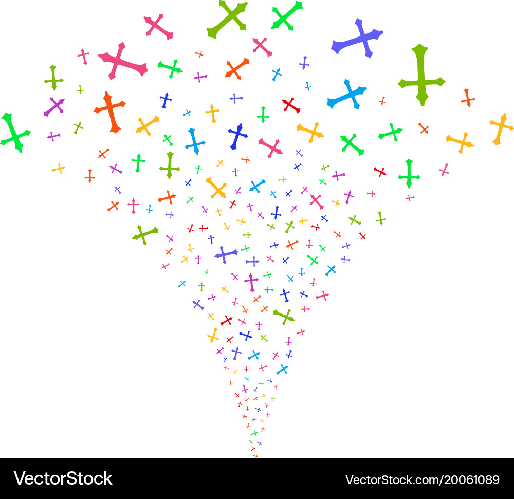 Christian cross fountain stream Royalty Free Vector Image