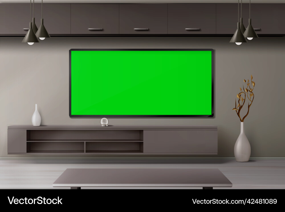Living room interior 3d project with tv set Vector Image