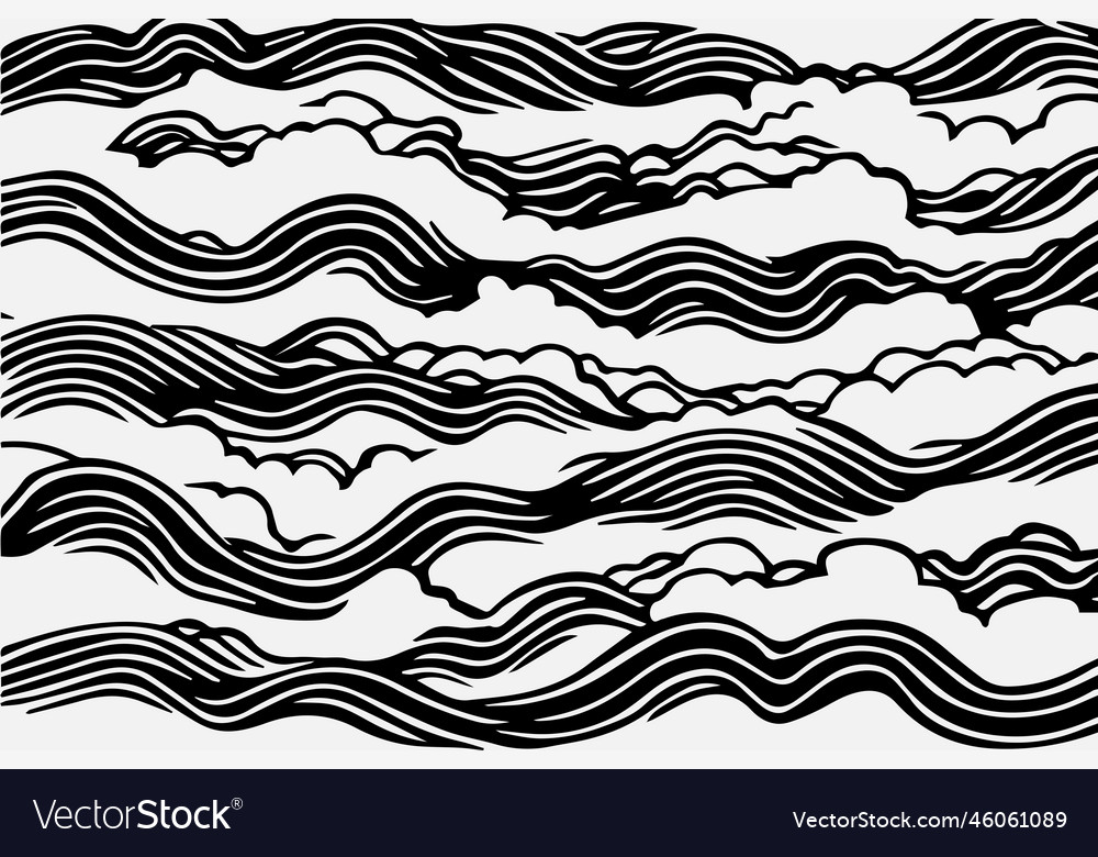 Seamless pattern with hand drawn wavy lines Vector Image
