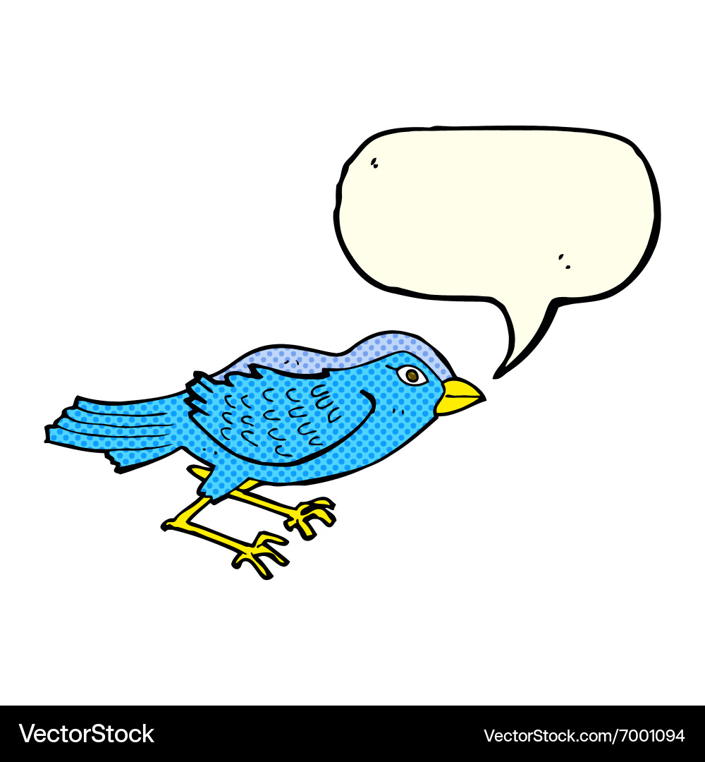 Cartoon garden bird with speech bubble Royalty Free Vector