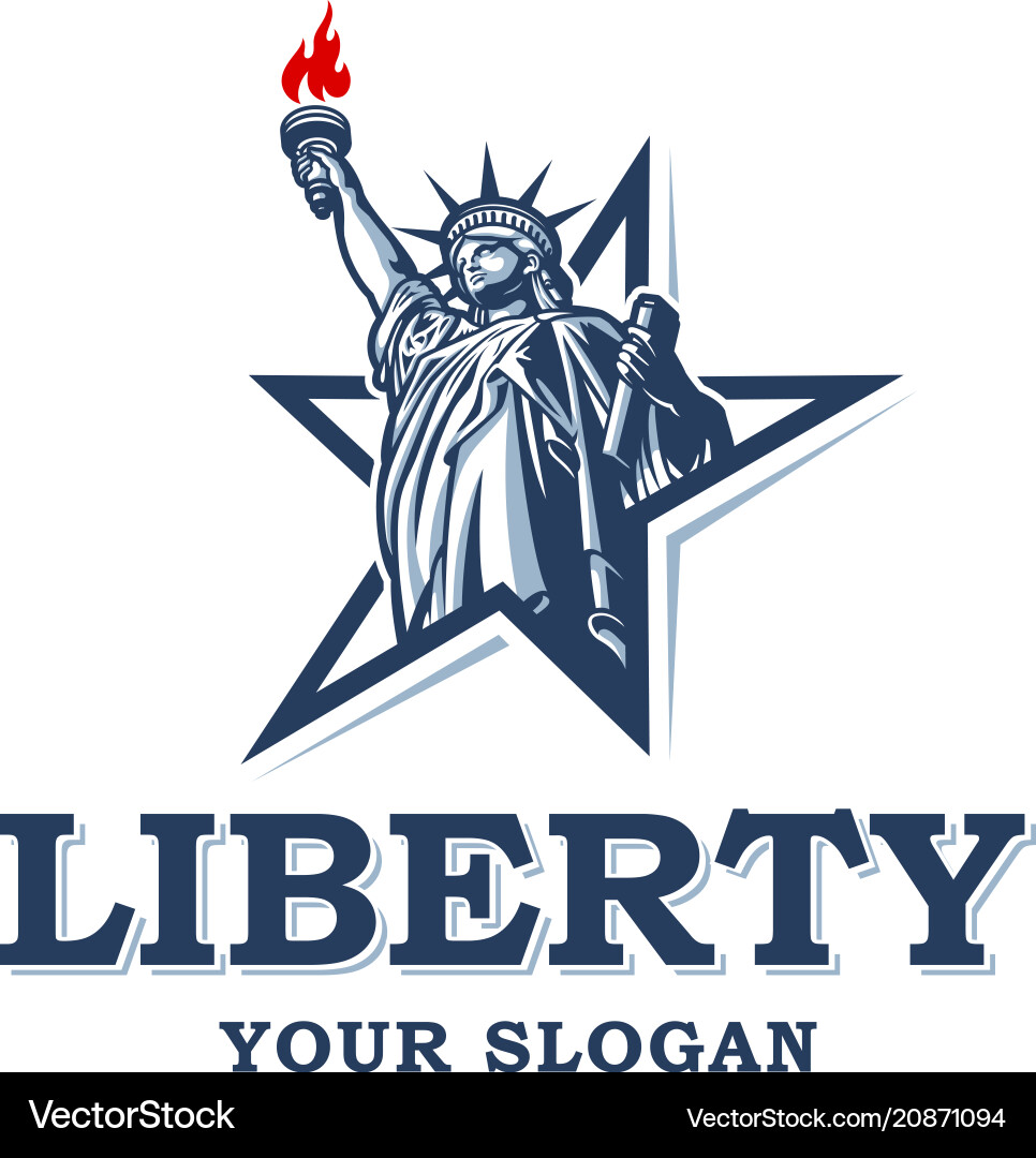 Emblem with statue of liberty Royalty Free Vector Image