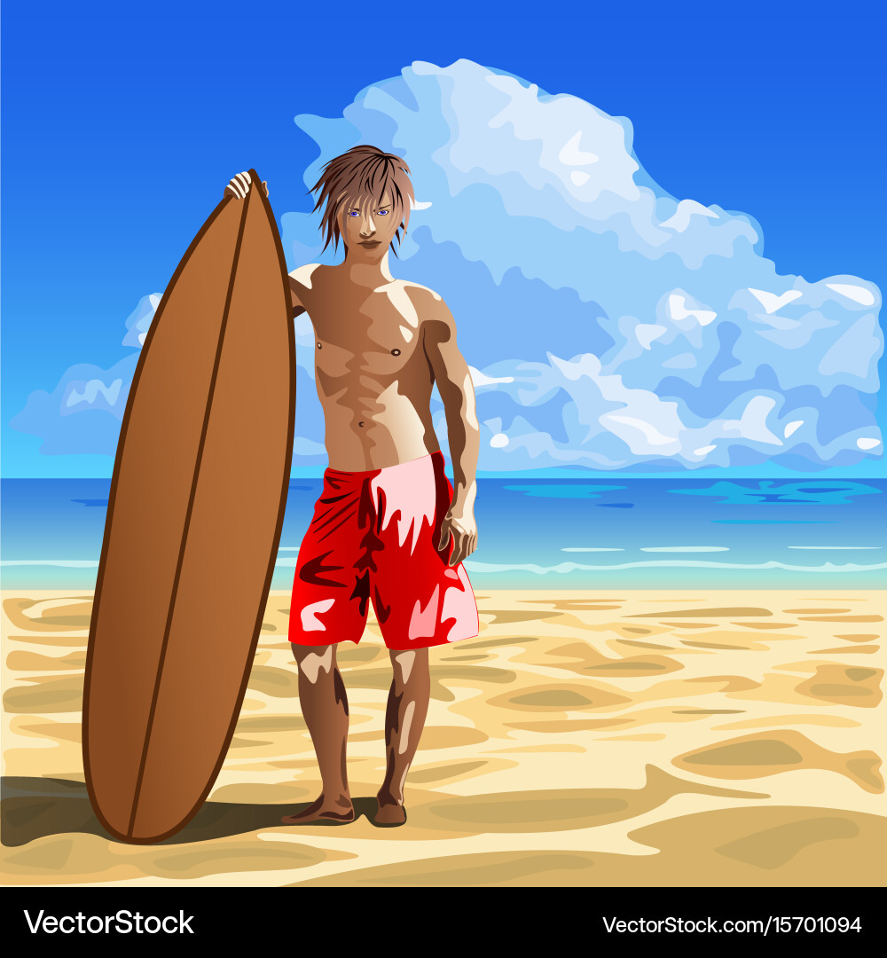 Male surfer Royalty Free Vector Image - VectorStock