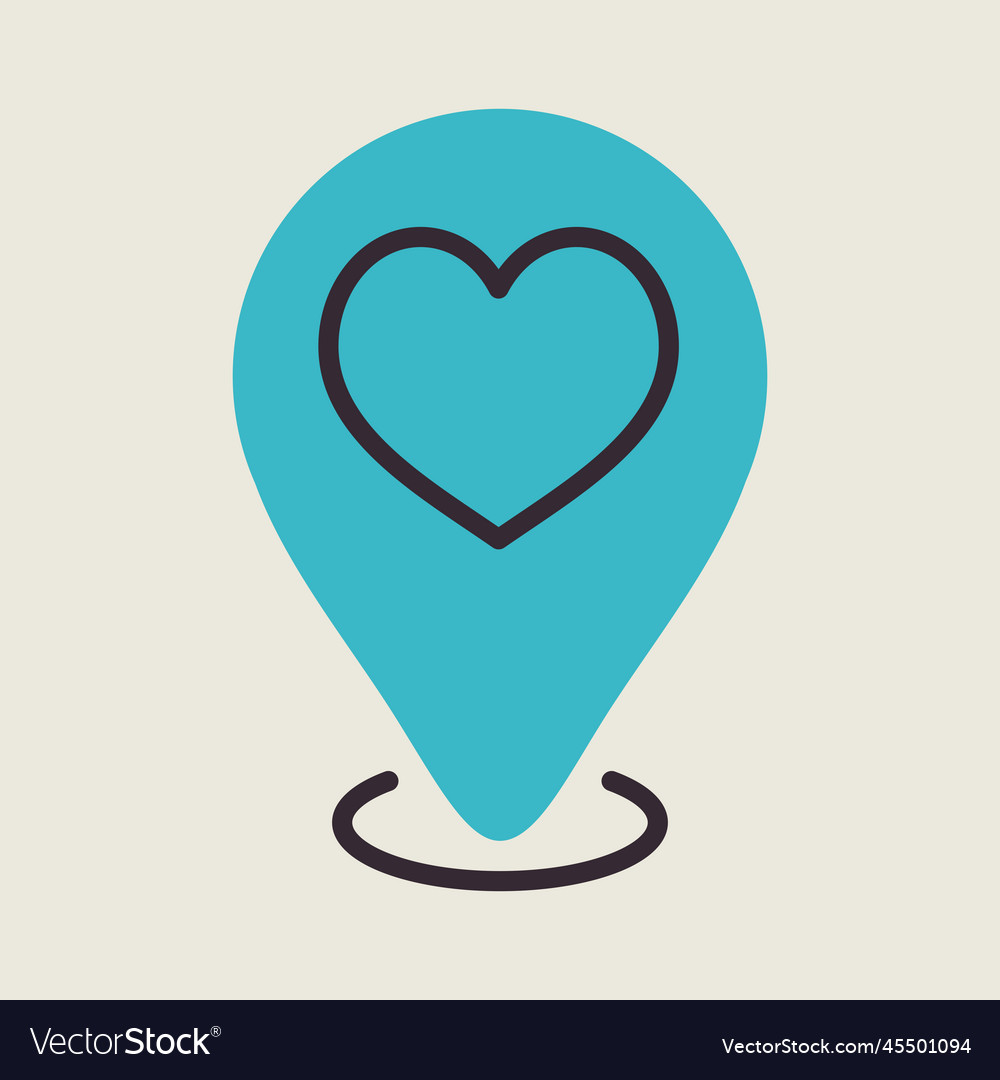 Map pointer with heart icon Royalty Free Vector Image