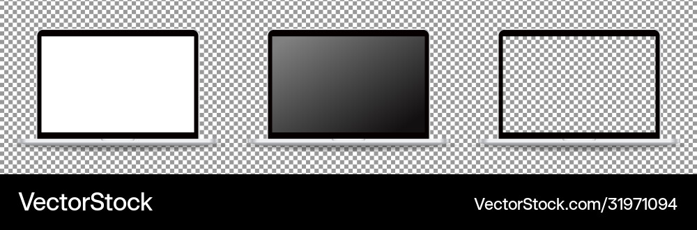 Modern laptop computer mockup set Royalty Free Vector Image
