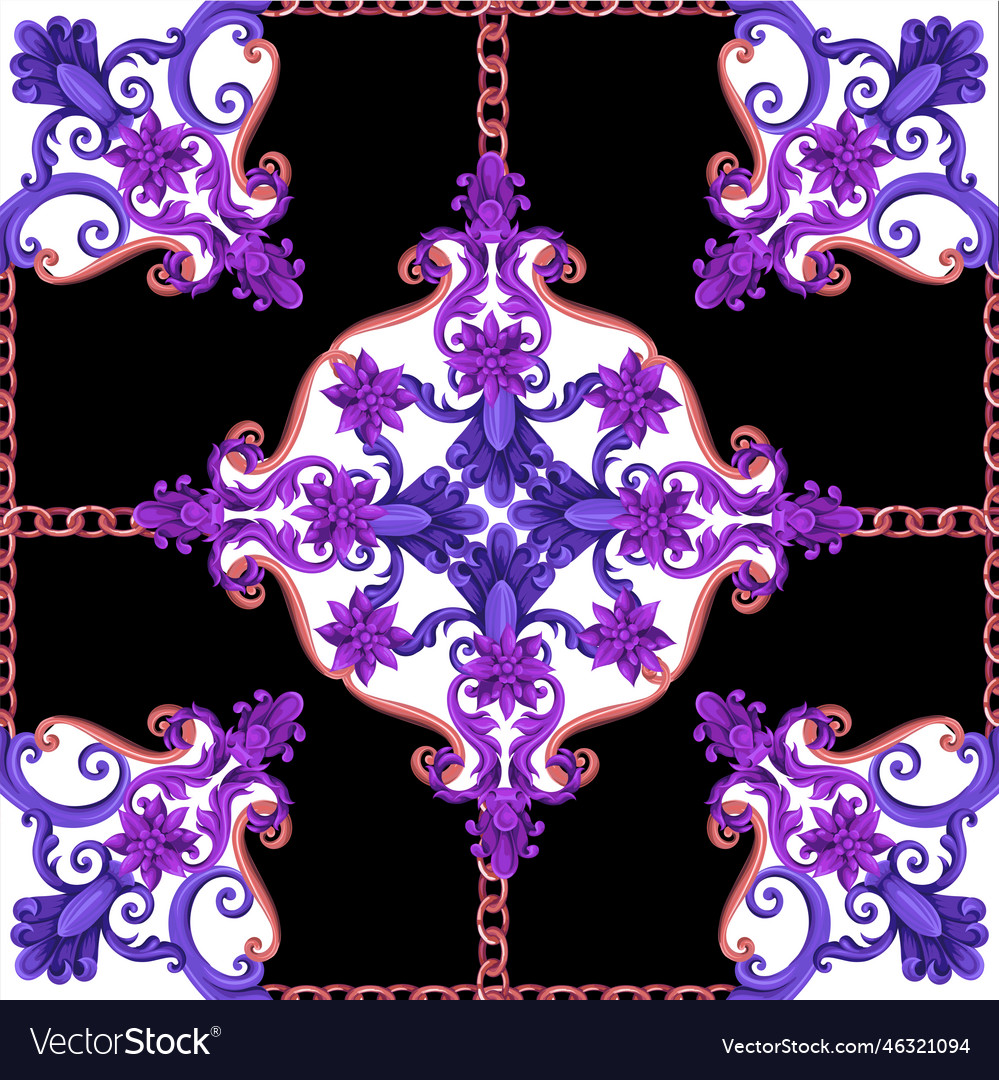 Seamless pattern with blue baroque elements Vector Image