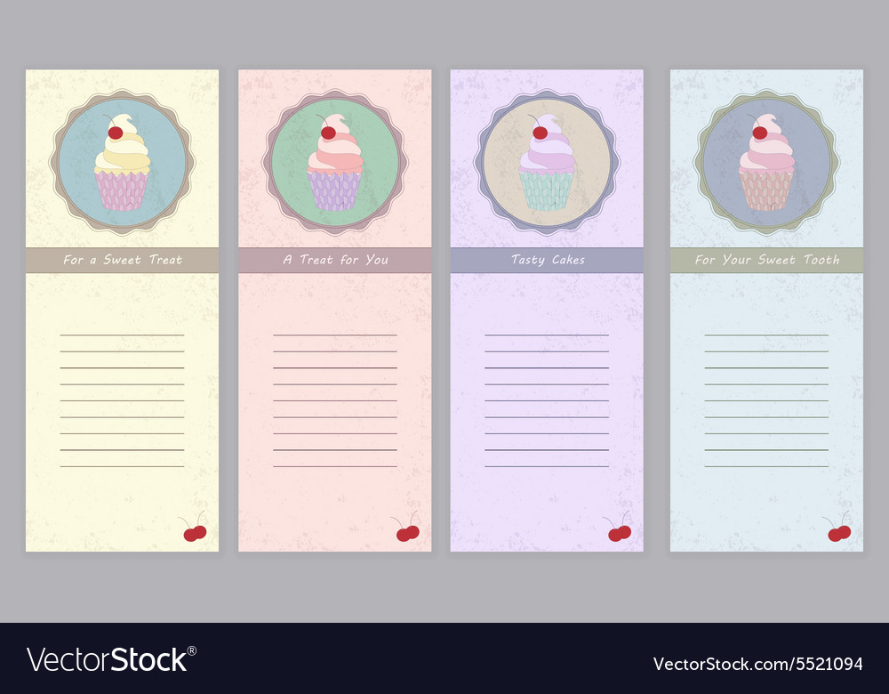 Set of templates with cute hand drawn cupcake Vector Image