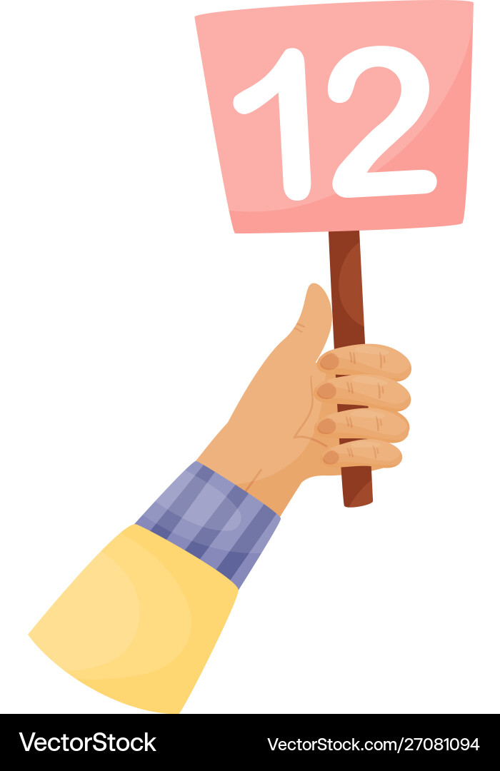 Square plate with number 12 in hand Royalty Free Vector