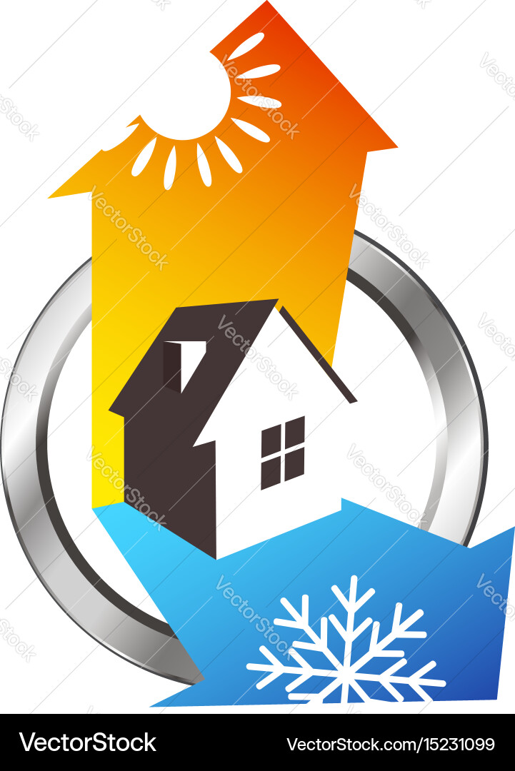 Heating and cooling house design Royalty Free Vector Image