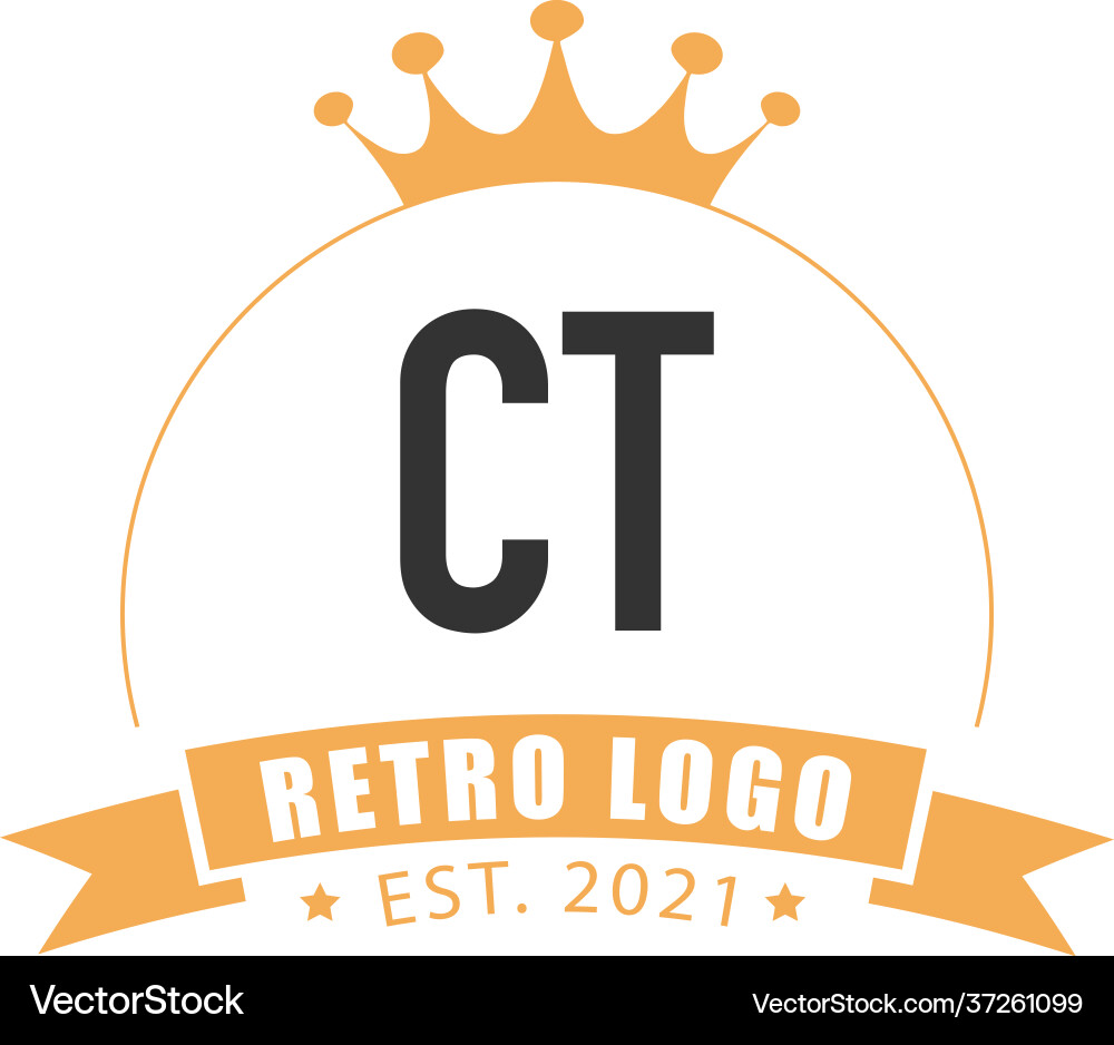 Initial letter ct circle king logo concept Vector Image