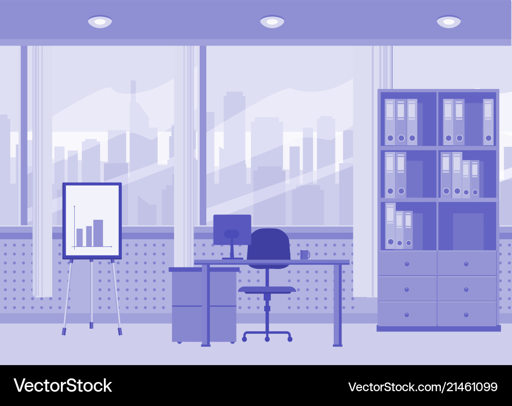 Modern office interior cartoon style Royalty Free Vector