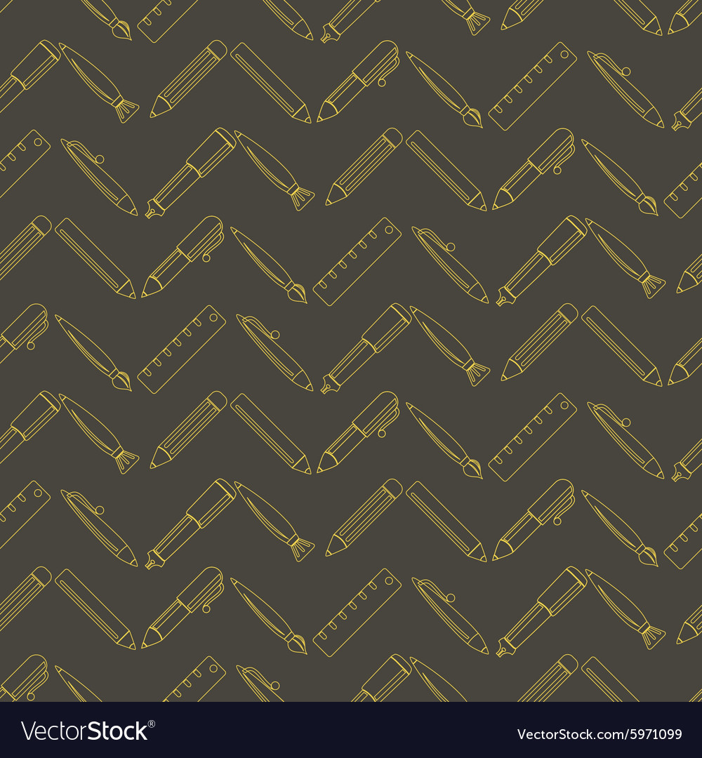 Pen set seamless pattern Royalty Free Vector Image